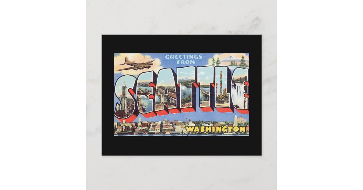 Greetings from Seattle Washington_Vintage Travel Postcard | Zazzle