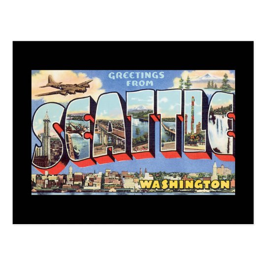 Greetings from Seattle Washington_Vintage Travel Postcard | Zazzle.com