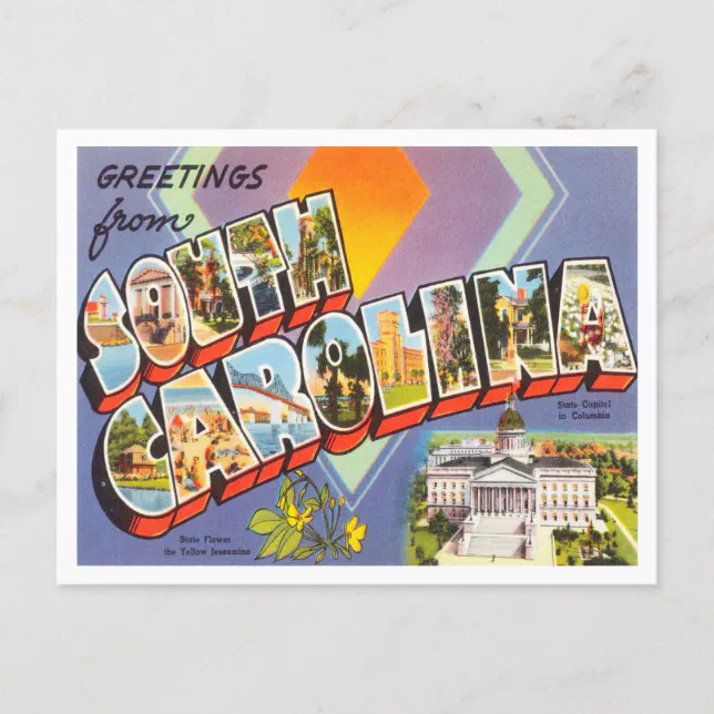 Greetings from South Carolina Vintage Travel Postcard | Zazzle