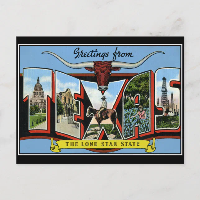 Greetings from Texas Vintage Postcard | Zazzle