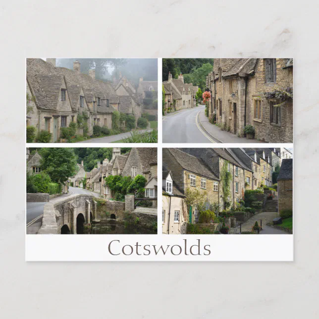 Greetings from the Cotswolds collage text postcard | Zazzle