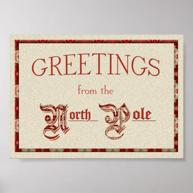 Greetings from the North Pole Poster | Zazzle