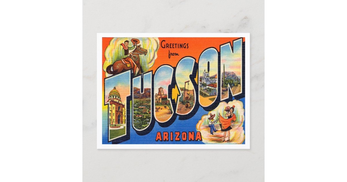 Greetings from Tucson, Arizona Vintage Travel Postcard | Zazzle