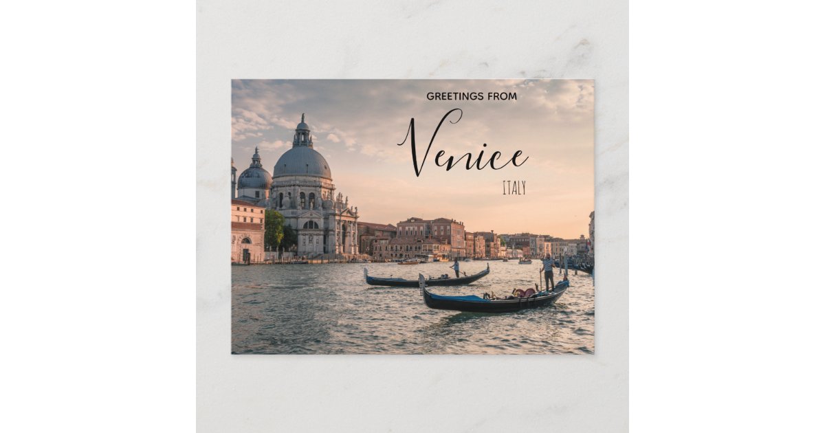Greetings from Venice Italy Gondola Postcard | Zazzle