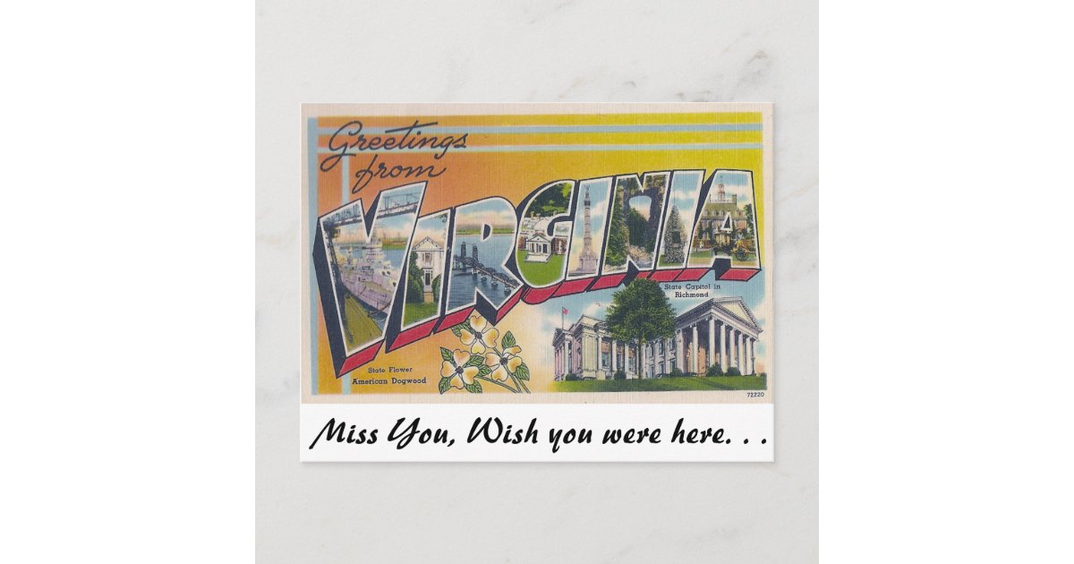 Greetings from Virginia Postcard | Zazzle