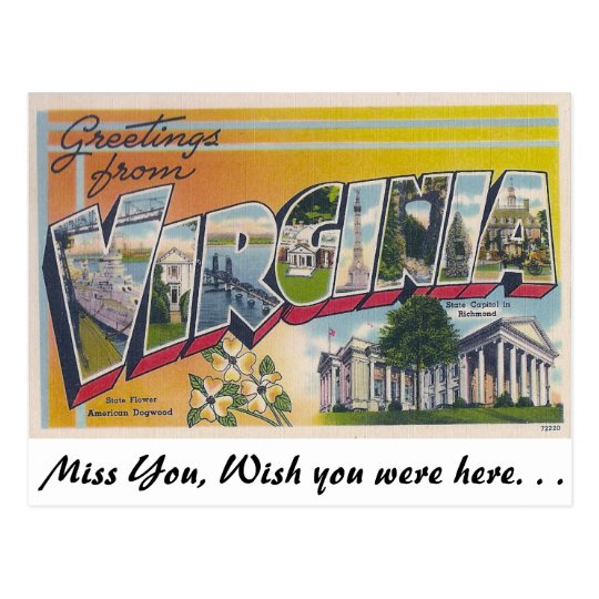 Greetings from Virginia Postcard | Zazzle.com