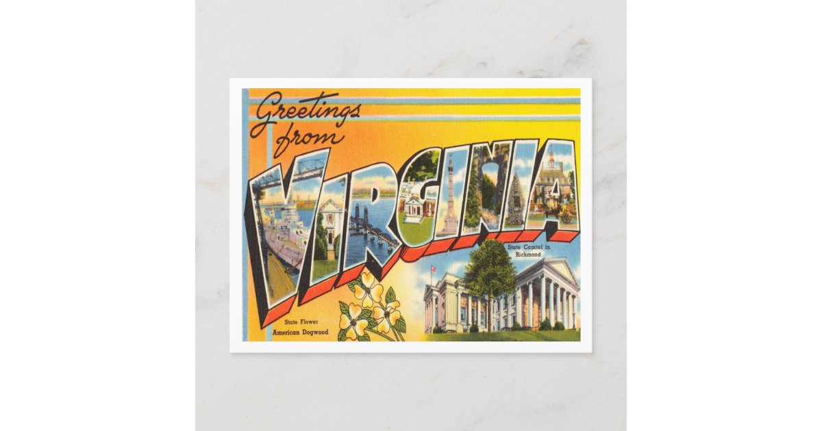 Greetings from Virginia Vintage Travel Postcard | Zazzle