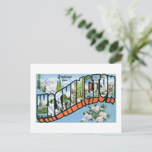 Greetings from Washington state! Vintage Post Card | Zazzle
