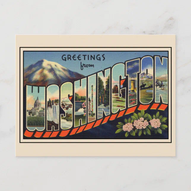 Greetings from Washington State Vintage Postcard | Zazzle