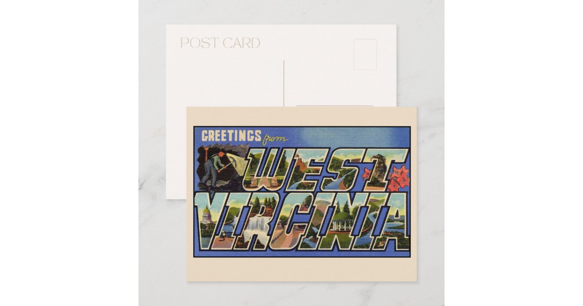 Greetings from West Virginia Large Letter Vintage Postcard | Zazzle