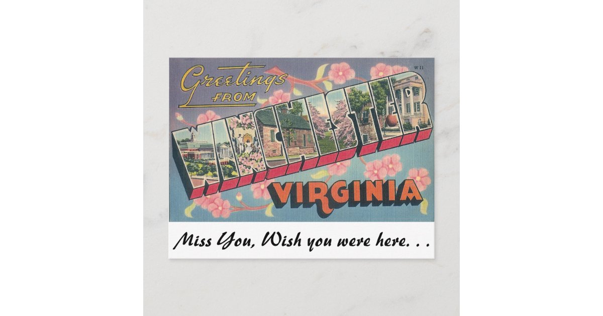 Greetings from Winchester, Virginia Postcard | Zazzle