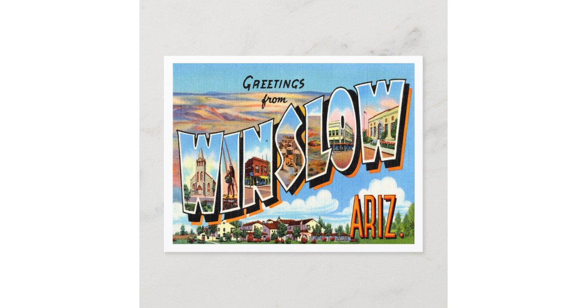 Greetings from Winslow, Arizona Vintage Travel Postcard | Zazzle
