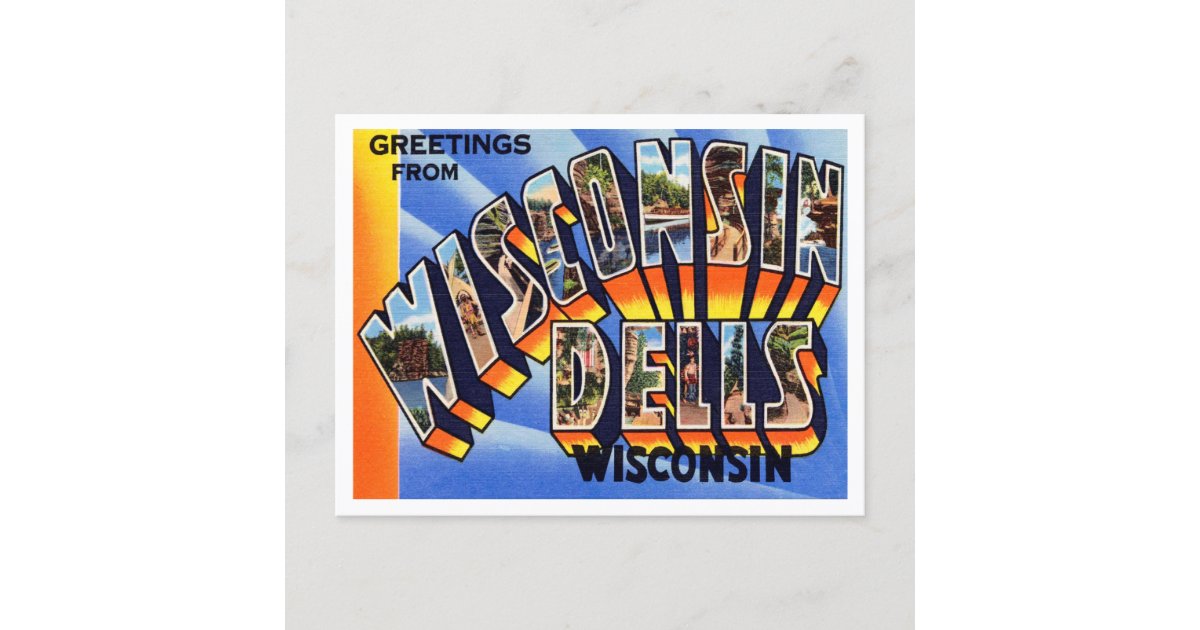 Greetings from Wisconsin Dells, Wisconsin Travel Postcard | Zazzle