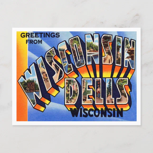 Greetings from Wisconsin Dells, Wisconsin Travel Postcard | Zazzle
