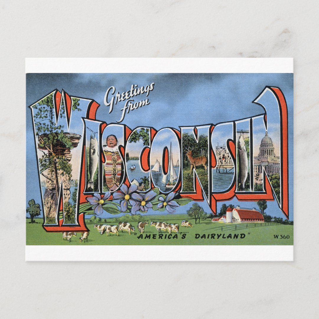 Greetings From Wisconsin Postcard | Zazzle