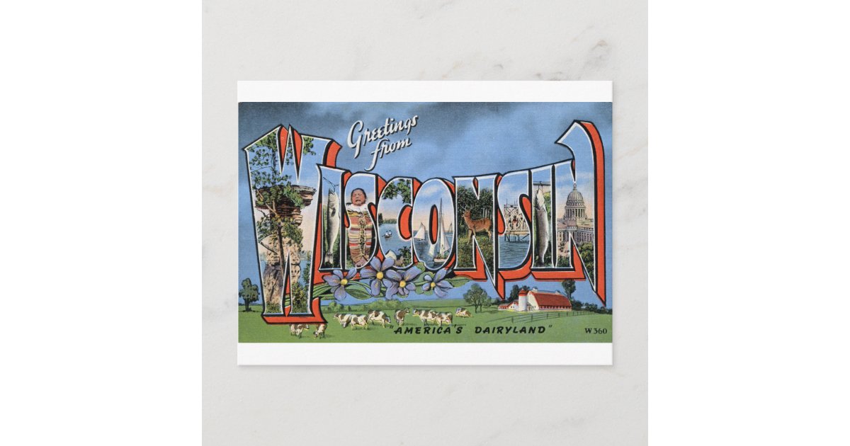 Greetings From Wisconsin Postcard | Zazzle