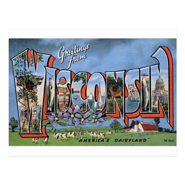 Greetings From Wisconsin Postcard | Zazzle.com