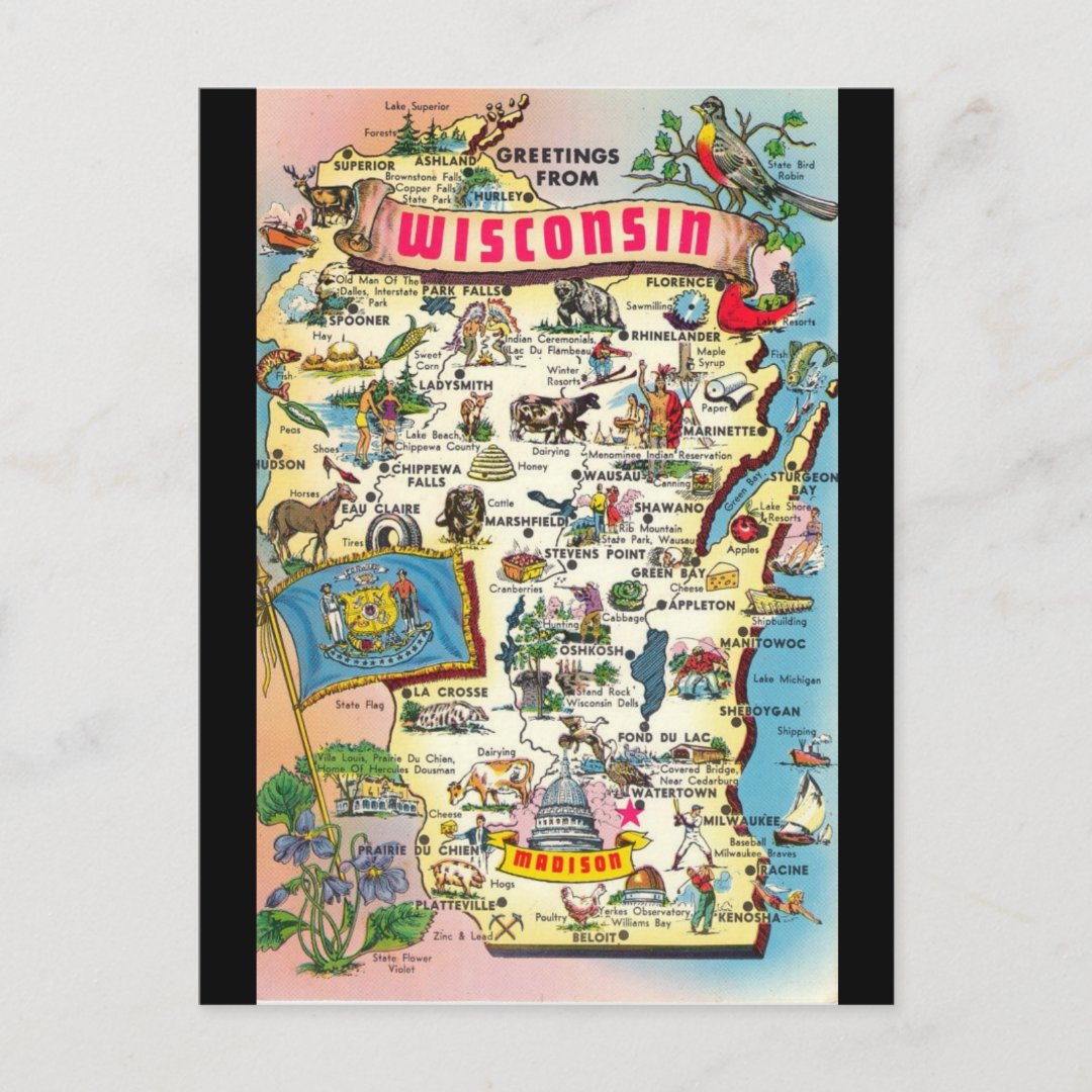 Greetings From Wisconsin Postcard | Zazzle