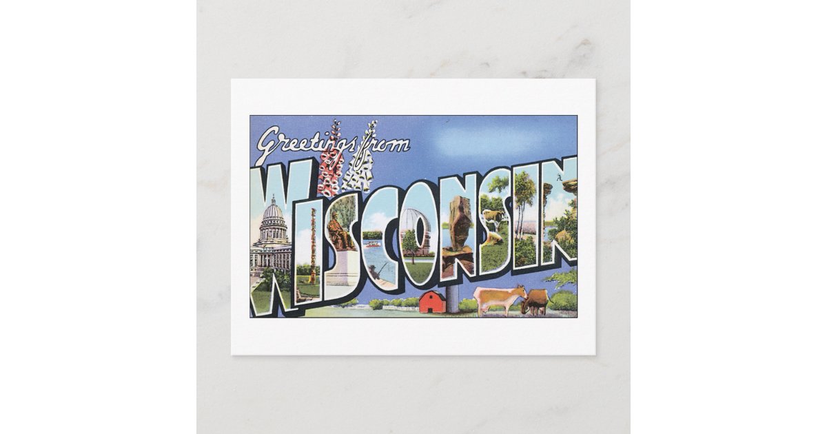 Greetings from Wisconsin Postcard | Zazzle
