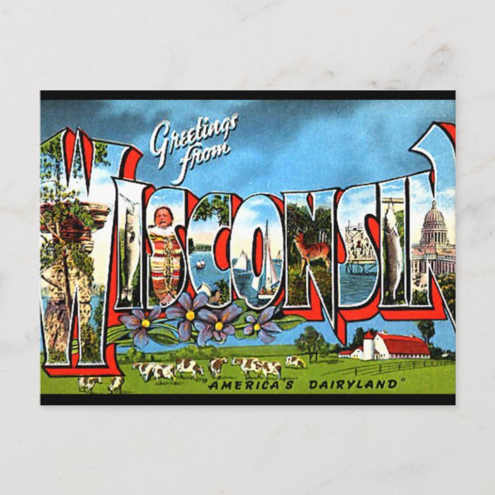 Greetings from Wisconsin Postcard | Zazzle.com