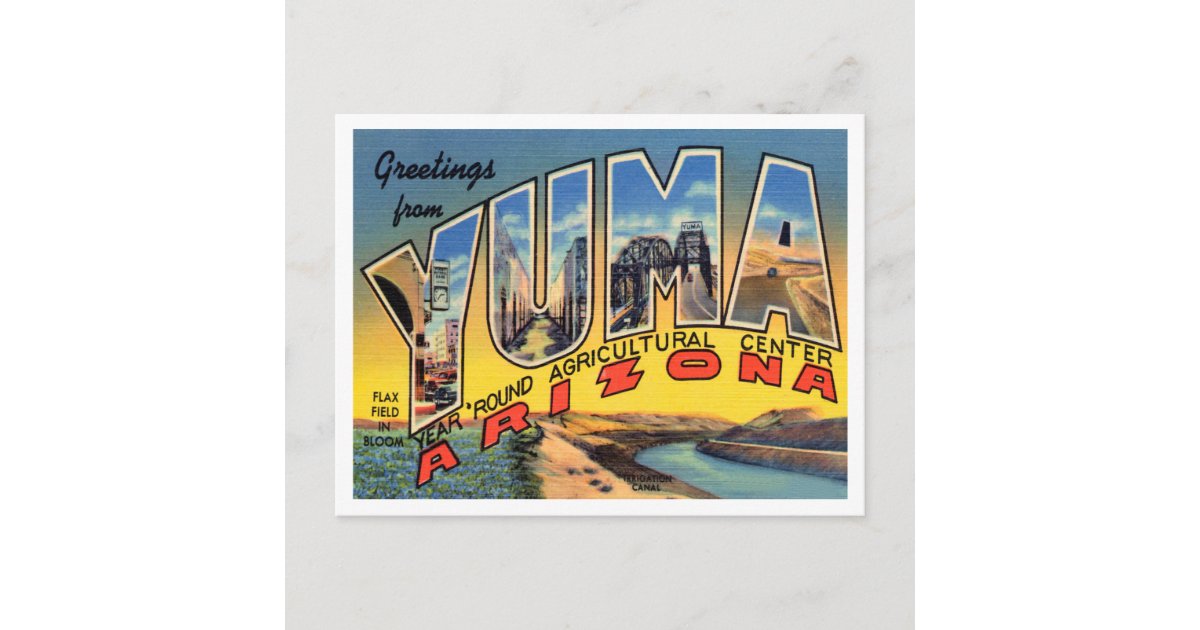 Greetings from Yuma, Arizona Vintage Travel Postcard | Zazzle