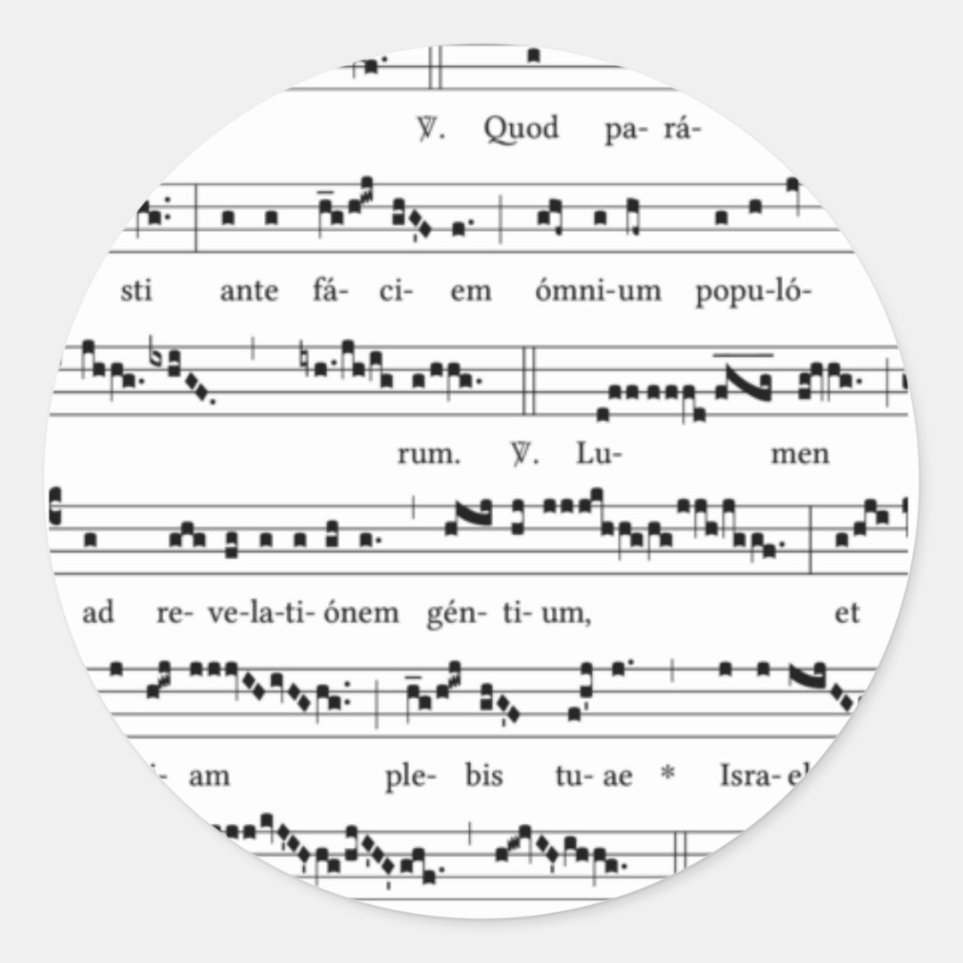 Gregorian Chant Traditional Catholic Church Music Classic Round Sticker ...