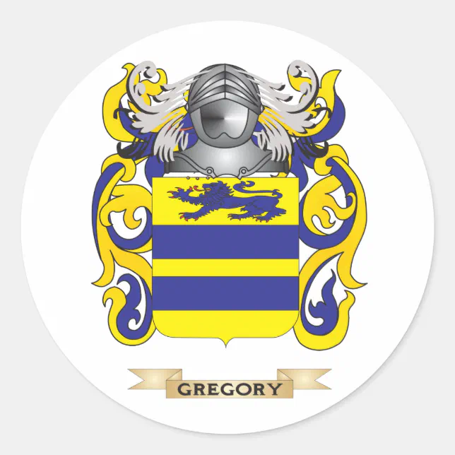 Gregory Coat of Arms (Family Crest) Classic Round Sticker | Zazzle