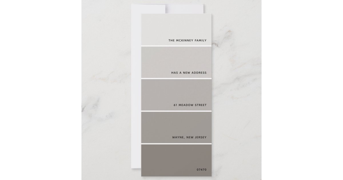 Greige Paint Swatch New Address Announcement | Zazzle