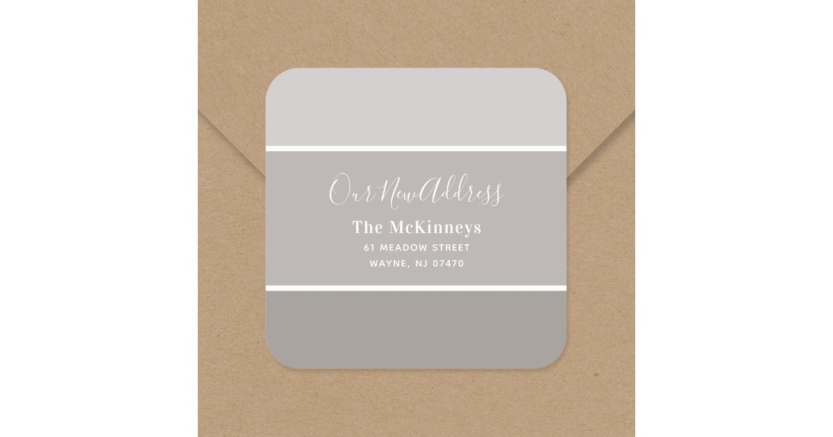 Greige Paint Swatch New Address Square Sticker | Zazzle