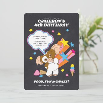 Gremlins | Gizmo Chalkboard Birthday Invitation | Zazzle