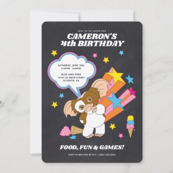Gremlins | Gizmo Chalkboard Birthday Invitation | Zazzle