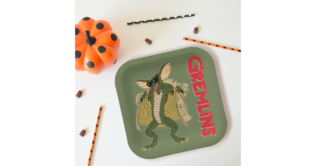 Gremlins | Stripe Trench Coat Flash Paper Plates | Zazzle