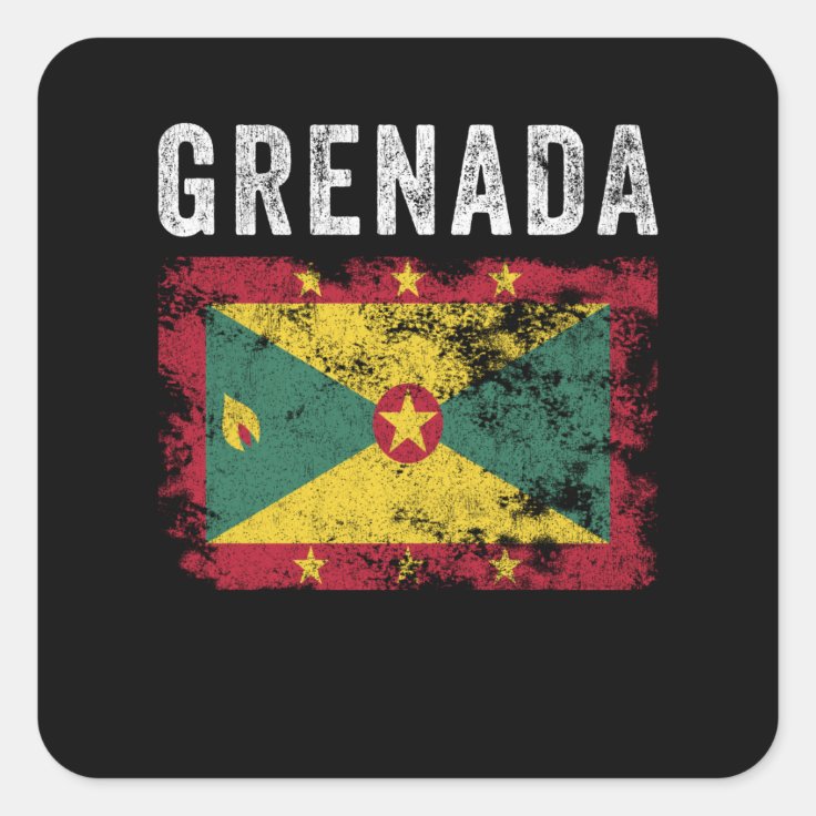 Grenada Flag Distressed - Grenadian Flag Square Sticker | Zazzle