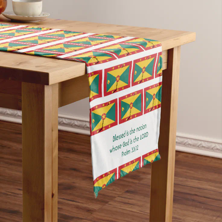 GRENADA Flag Map Customized Scripture Short Table Runner | Zazzle