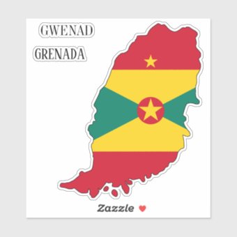 Grenada Flag Map Sticker | Zazzle