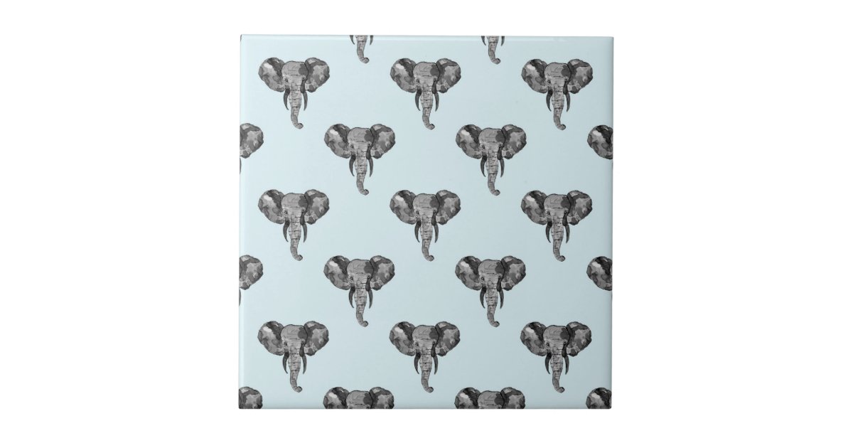 Grey African Elephant Pattern Ceramic Tile | Zazzle