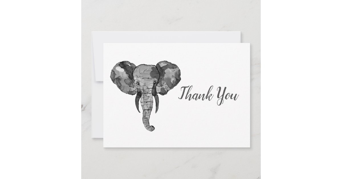 Grey African Elephant Thank You Card | Zazzle