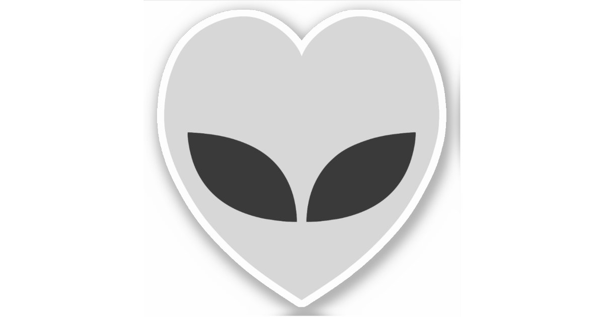Grey Alien Love Heart Sticker | Zazzle
