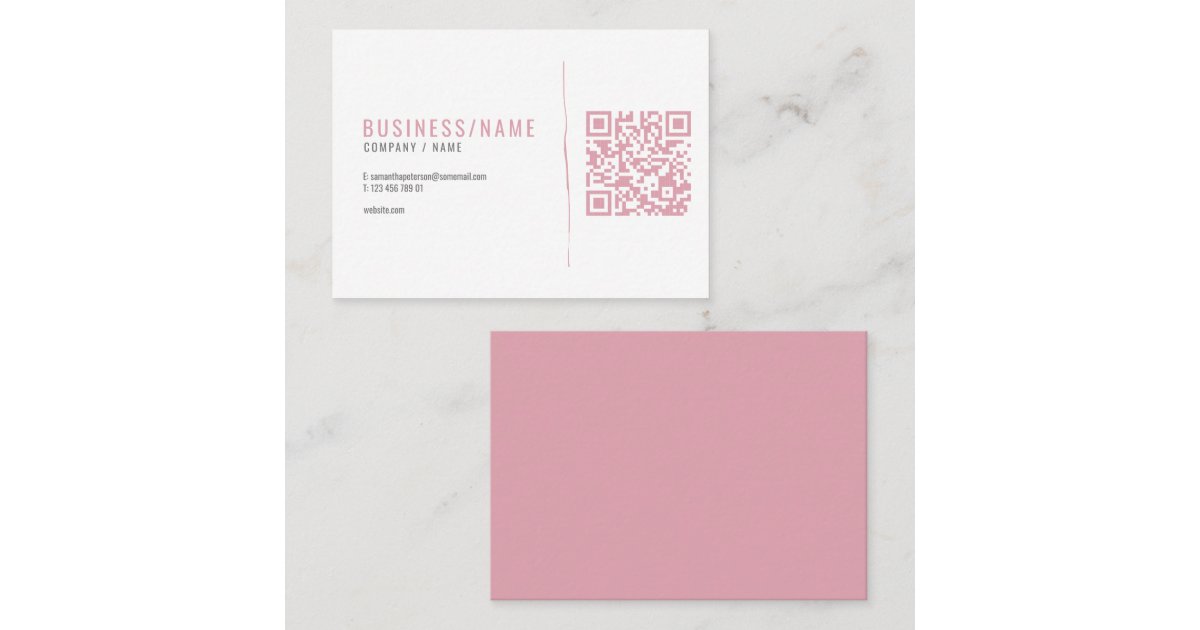 Grey and pink QR code business card | Zazzle