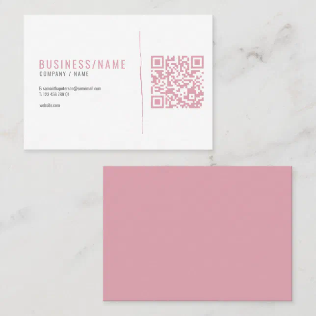 Grey and pink QR code business card | Zazzle