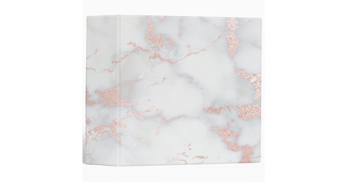 grey and rose gold marble 3 ring binder | Zazzle
