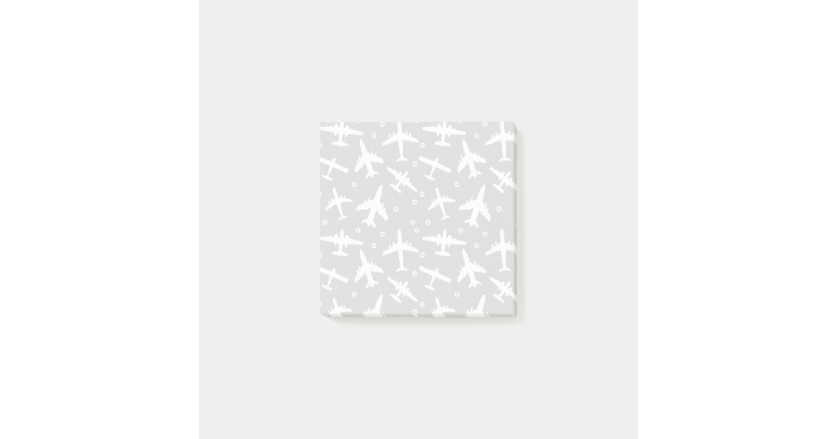 Grey and White Airplane Patterned Post-it Notes | Zazzle