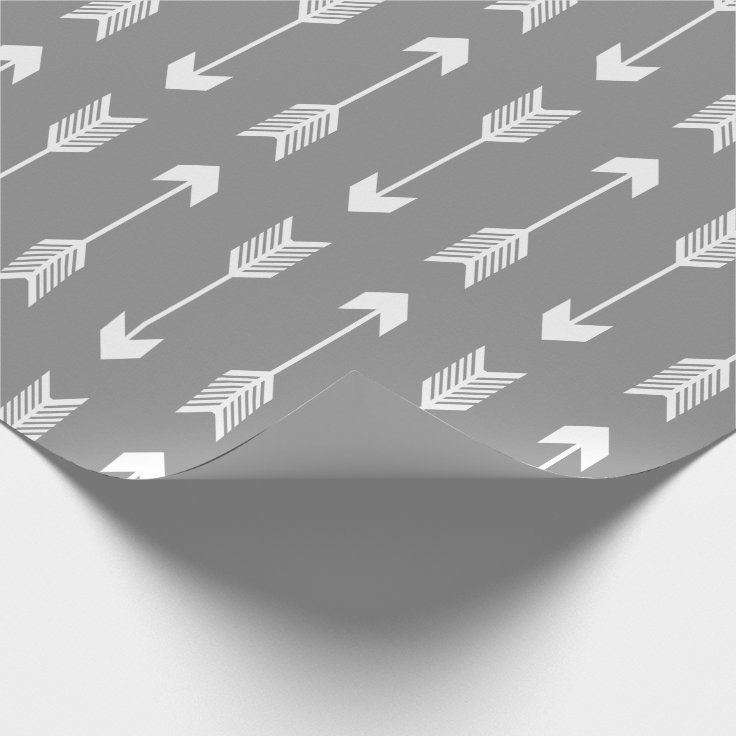 Grey and White Arrows Pattern Wrapping Paper | Zazzle