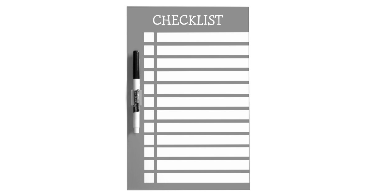 Grey And White Checklist Dry-Erase Board | Zazzle