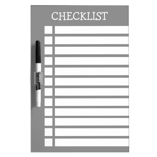 Grey And White Checklist Dry-Erase Board | Zazzle
