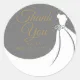 Grey and White Elegant Gown Bridal Shower Classic Round Sticker | Zazzle