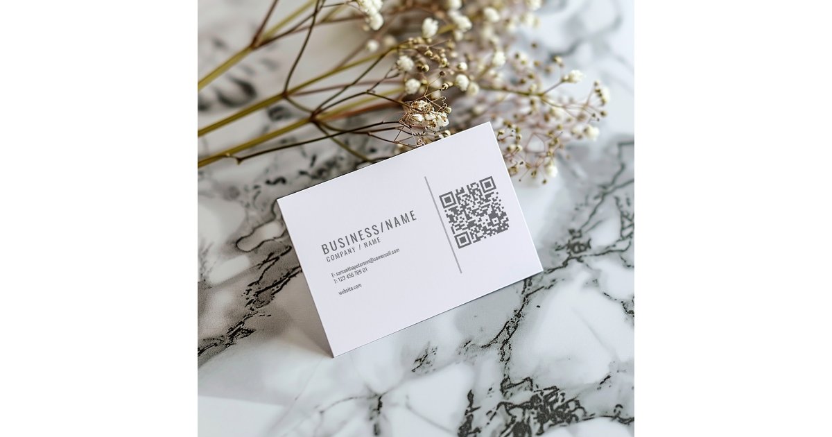 Grey and white QR code business card | Zazzle