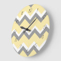 Grey and Yellow Chevron Wall Clock | Zazzle