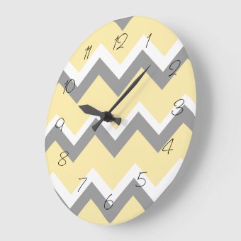 Grey and Yellow Chevron Wall Clock | Zazzle