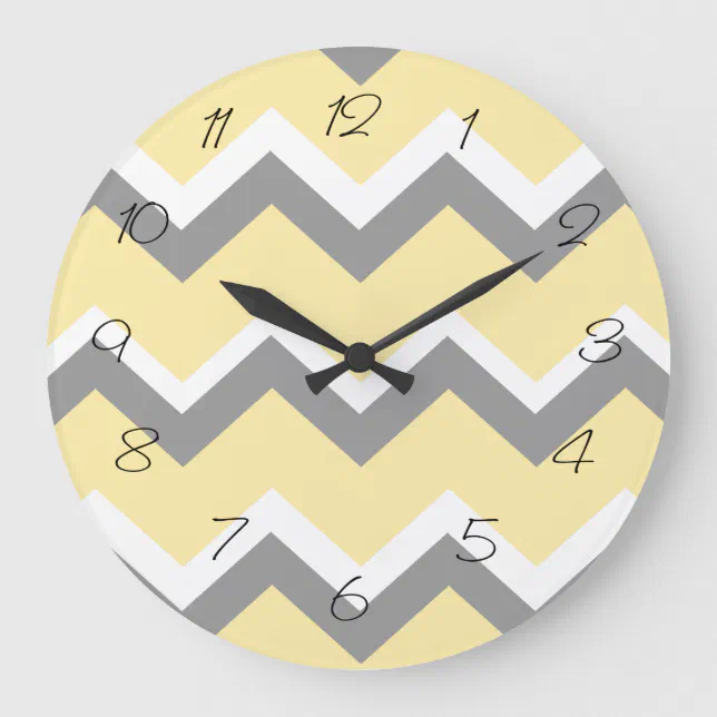 Grey and Yellow Chevron Wall Clock | Zazzle